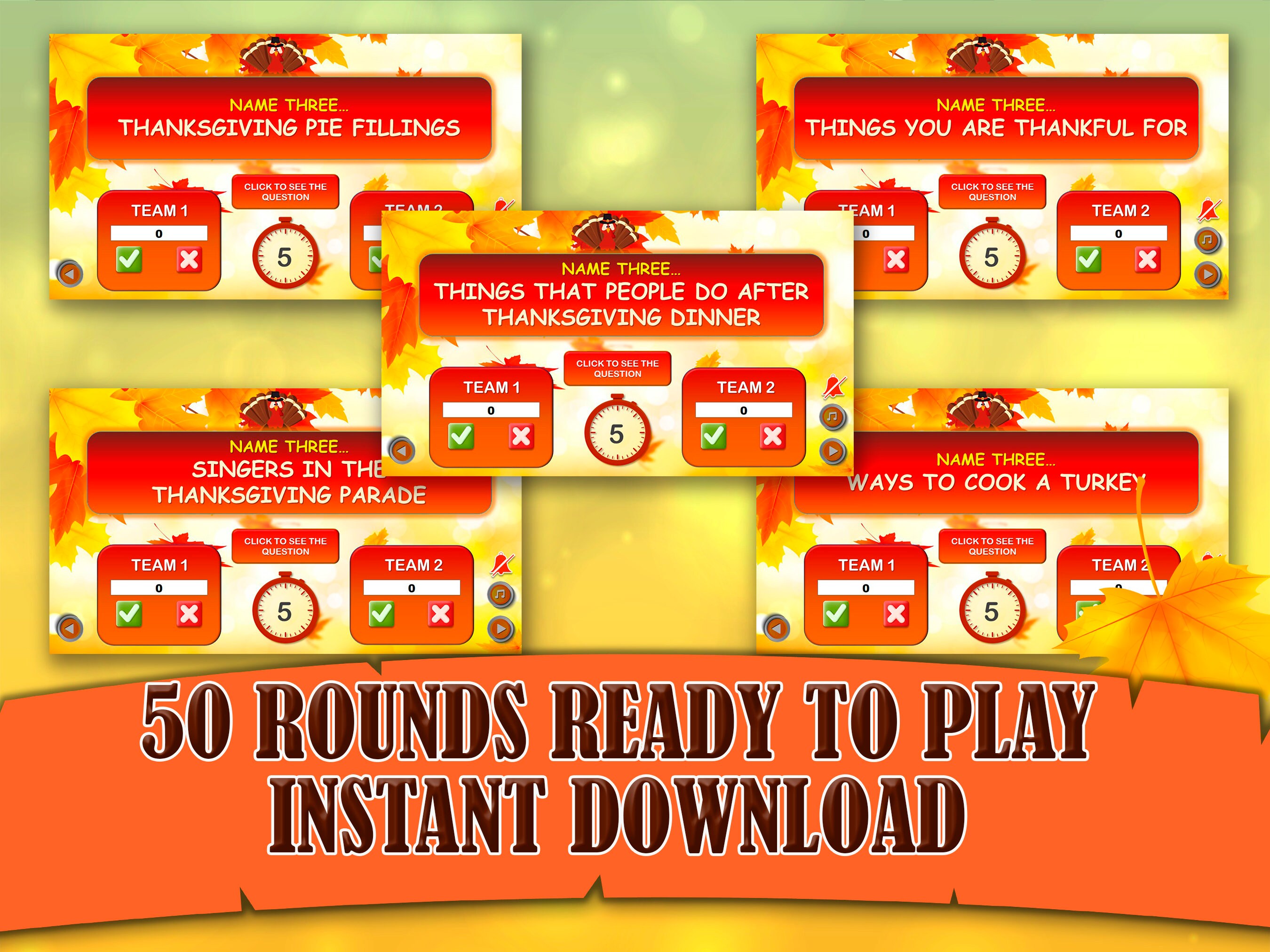 5 Second Battle Thanksgiving Game Easy Customize Virtual - Etsy