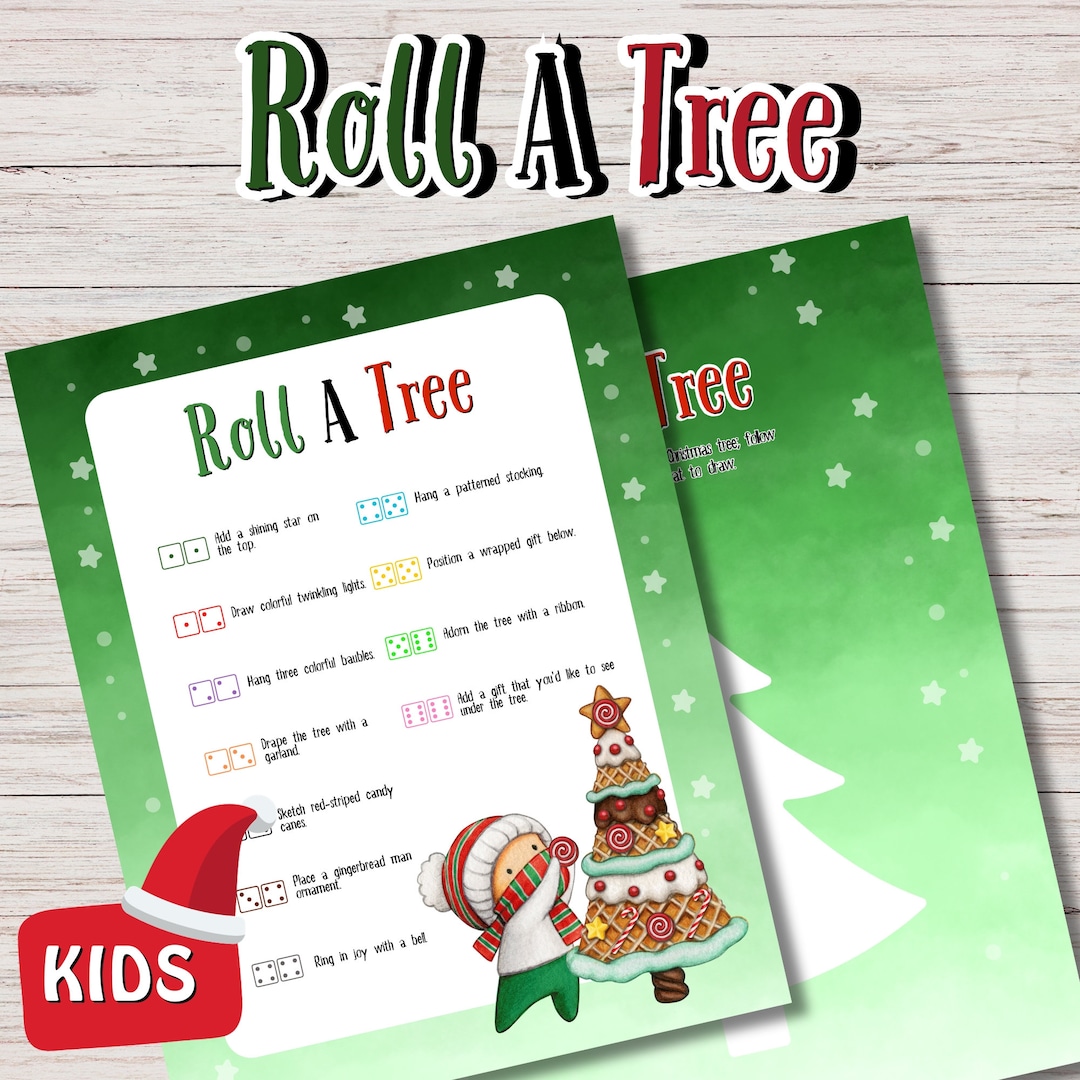 Roll A Tree Christmas Game Printable, Christmas Games for Kids Roll A ...