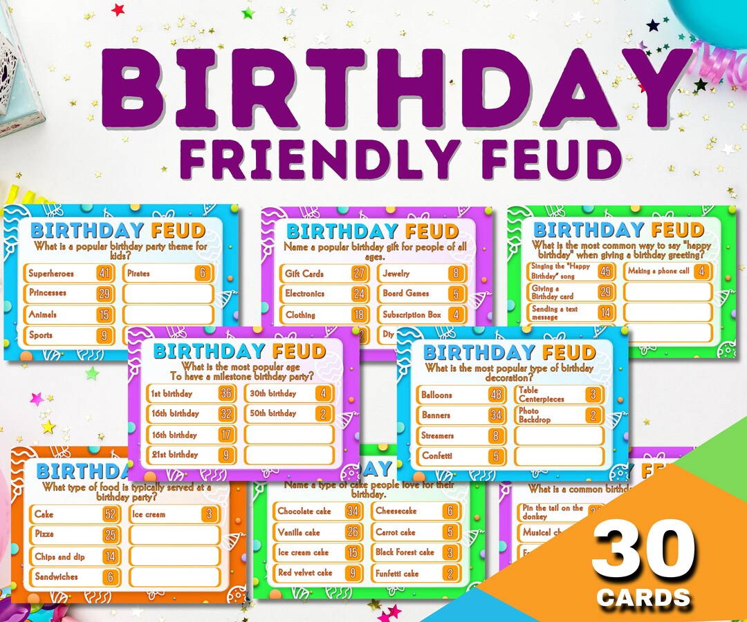 Birthday Friendly Feud Game Printable Birthday Feud Birthday - Etsy España
