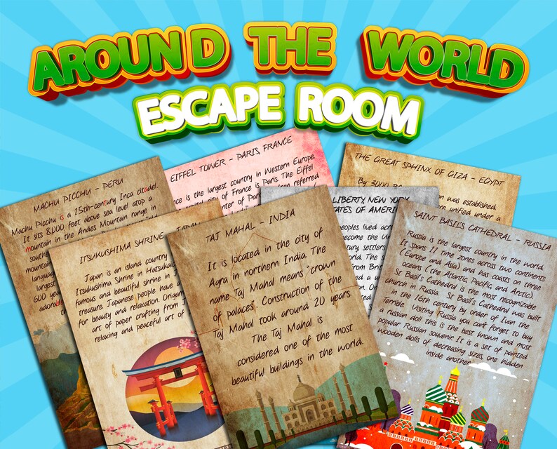 Kids Escape Room Around the World Kit Family Printable Games - Etsy