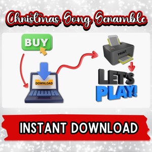 Christmas Song Scramble Game Printable, Christmas Party Game, Christmas ...