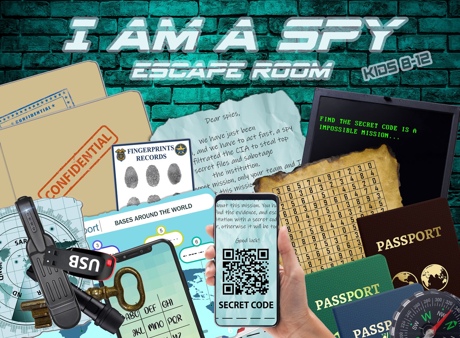 Kids Escape Room I AM A SPY Secret Mission Game Party Top Secret ...