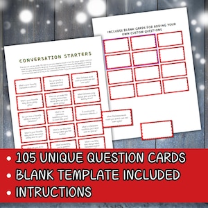 105 Christmas Conversation Starters Printable Cards, Holiday Ice ...
