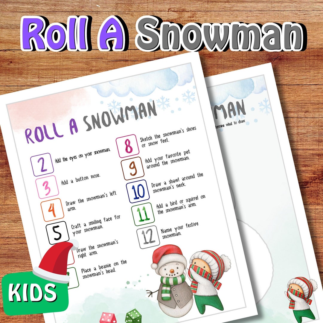 Roll A Snowman Game Printable, Christmas Game Snowman Activities Dice ...