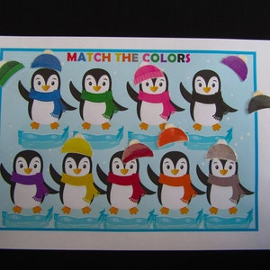 Color Sorting Activity Busy Book Preschool Toddler Penguin DIY Game ...