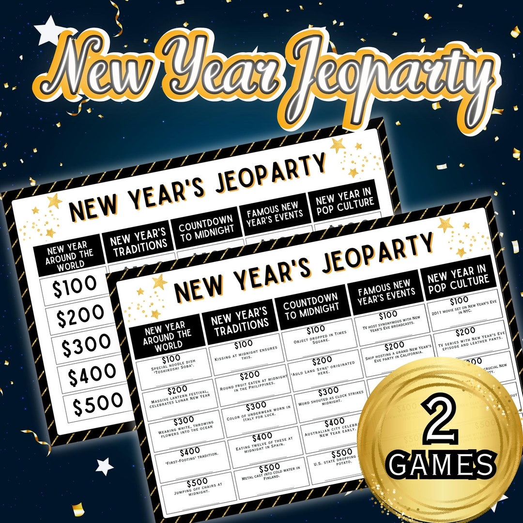 New Years Game Jeopardy Printable Quiz Game Holiday Trivia Game Holiday ...