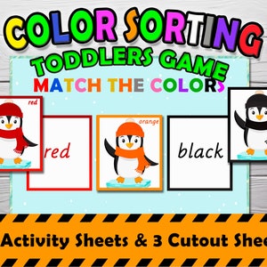 Color Sorting Activity Busy Book Preschool Toddler Penguin DIY Game ...