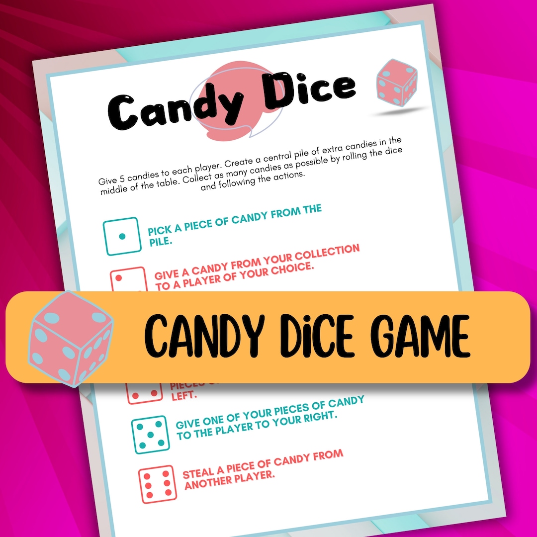Candy Dice Game, Printable Party Games, Birthday Games Kids Games Fun ...
