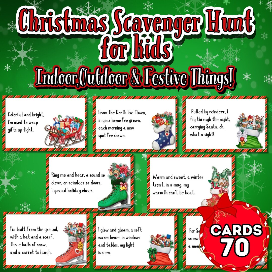 Christmas Scavenger Hunt for Kids Indoor Christmas Printable Games for ...