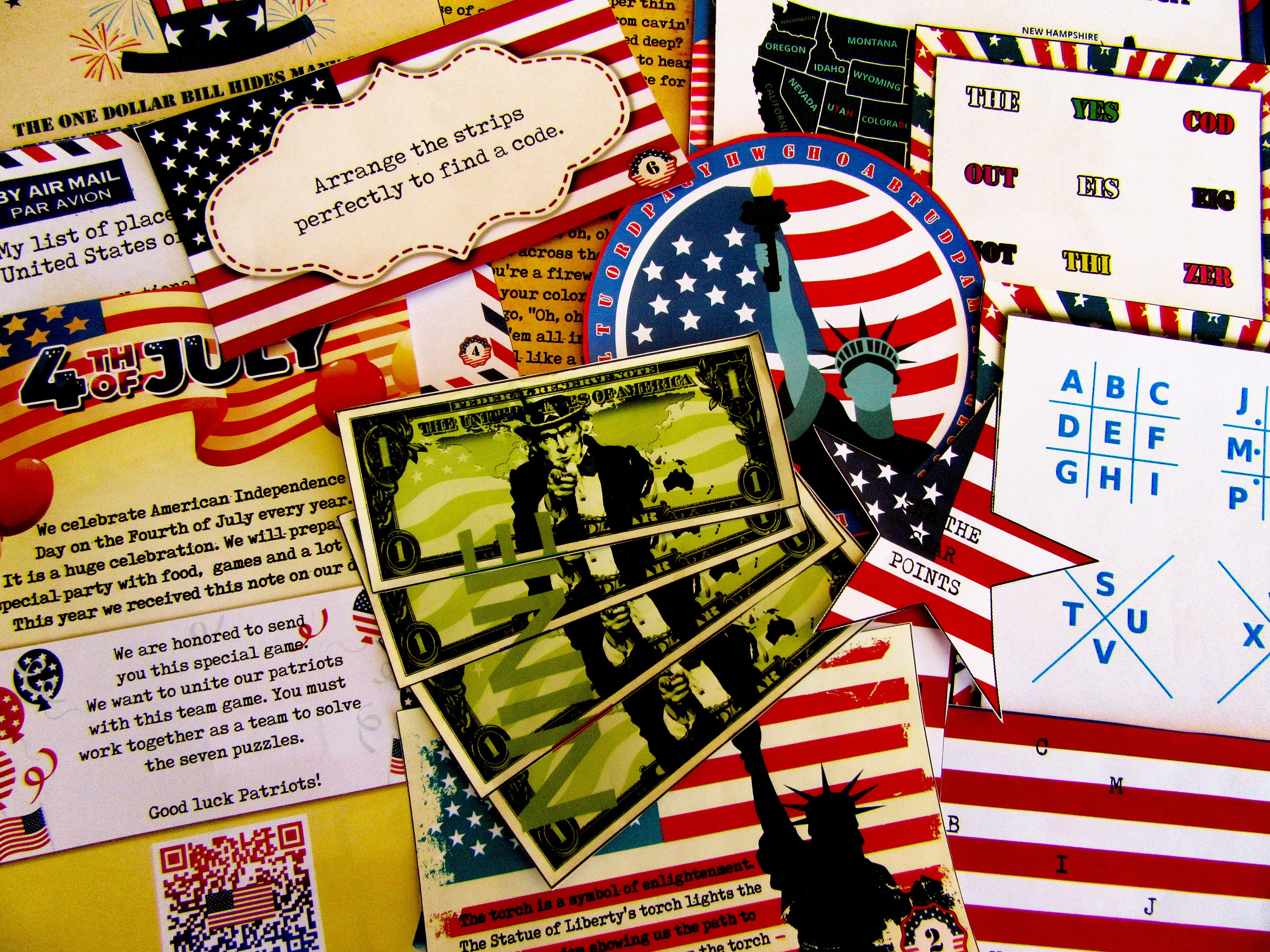 4th July Escape Room Kit Independence Day Printable Games DIY - Etsy UK