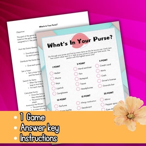 Purse Game Scavenger Hunt, Printable Home Clues for Home Pdf Instant ...