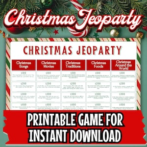 Christmas Jeopardy Game Printable Christmas Trivia Game Holiday Trivia ...