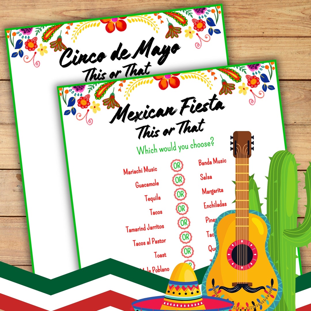 Cinco De Mayo This or That Mexican Party Game Trivia Fiesta Picture ...