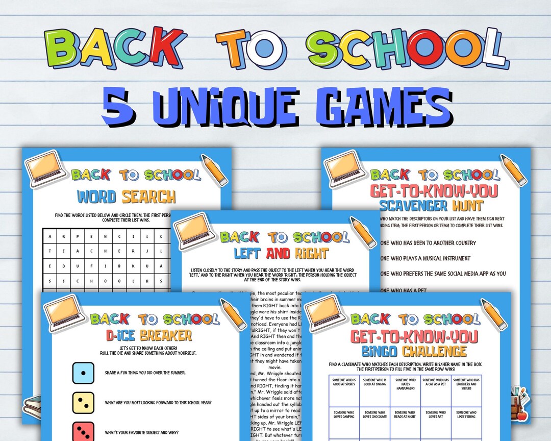 Back to School Bundle Games First Day of School Activity School Games ...