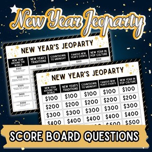 New Years Game Jeopardy Printable Quiz Game Holiday Trivia Game Holiday ...