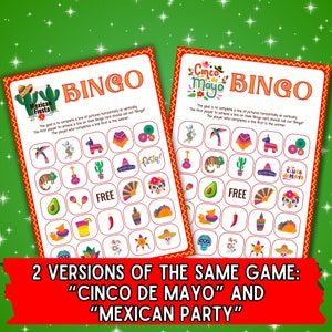 Mexican Party Fiesta Bingo Printable for Instant Download Cinco De Mayo ...