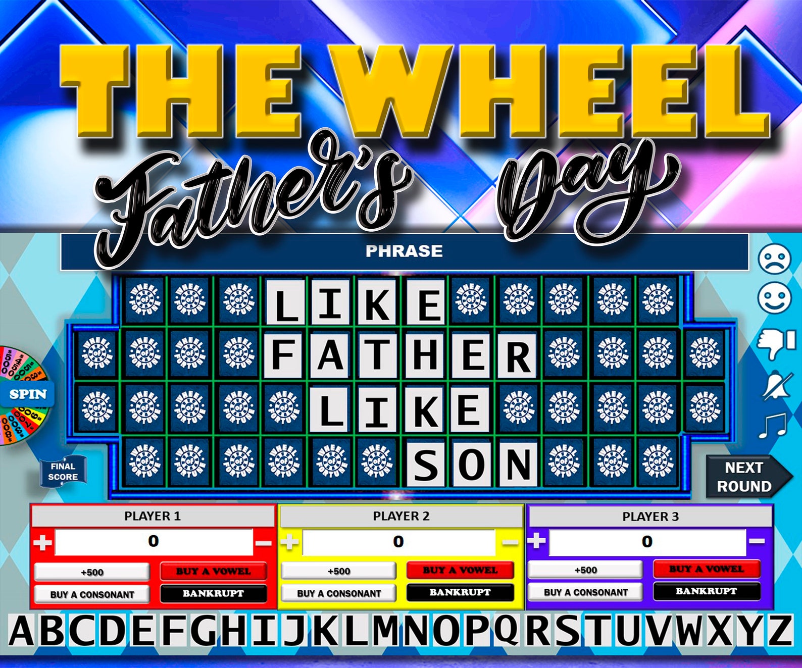 Wheel of Father's Day Game Easy Customize Virtual - Etsy