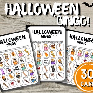 Halloween Bingo Game Printable Halloween Fun Games Family Reunion Games ...