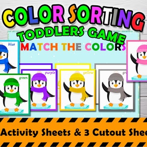 Color Sorting Activity Busy Book Preschool Toddler Penguin DIY Game ...
