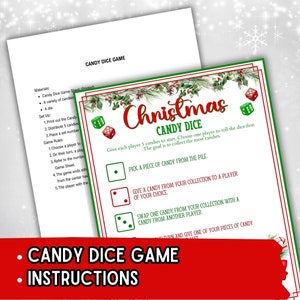 Christmas Dice Game Printable Candy Dice Game Christmas Candy Match ...
