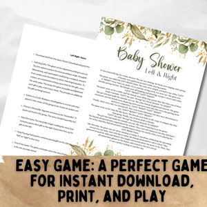 Left Right Baby Shower Game Printable Baby Shower Games Rustic Floral ...