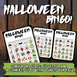 Bingo Game Horror Movie Character Printable for Instant Download ...