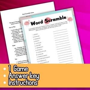 Word Scramble Party Game, Printable Anagram Game Quiz Night Icebreaker ...