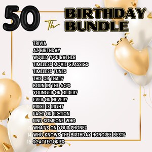 50th Birthday Party Games Printable, Born 70s Game 50th Birthday Party Games Price is Right ...