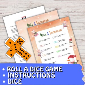 Christmas Game Snowman Roll A Dice, Game Printable Activities Dice Game ...