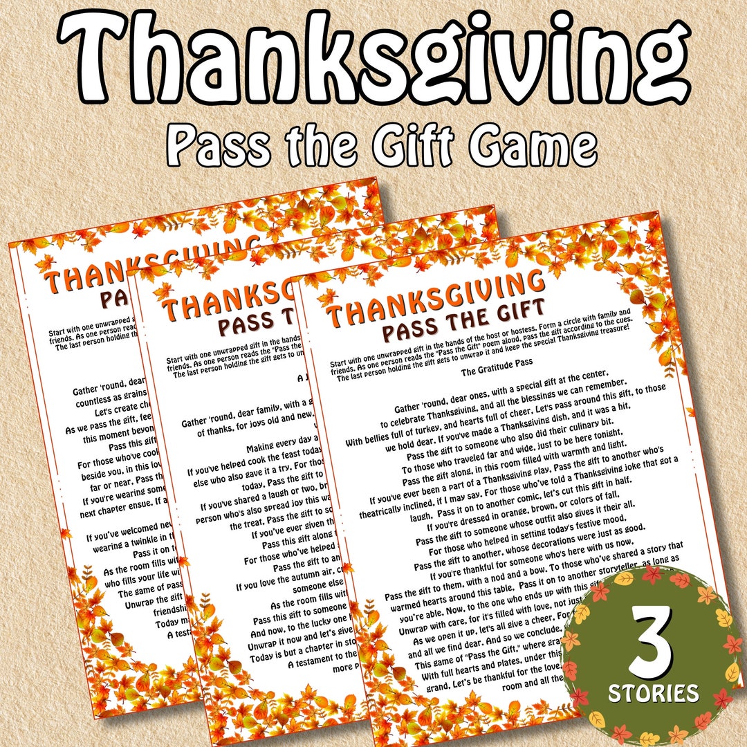Thanksgiving Pass the Gift Game Printable Pass the Parcel Pass to the ...