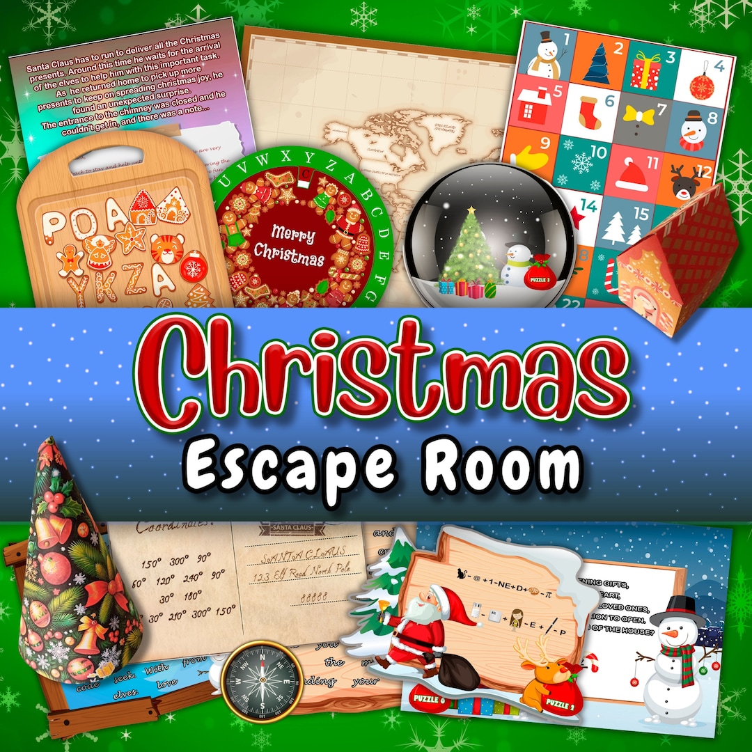 Kids Escape Room Christmas, Printable Games Family Friendly Escape Game ...
