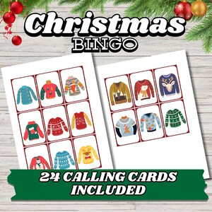 Christmas Bingo Ugly Sweater Game Cards Printable Christmas Activity ...