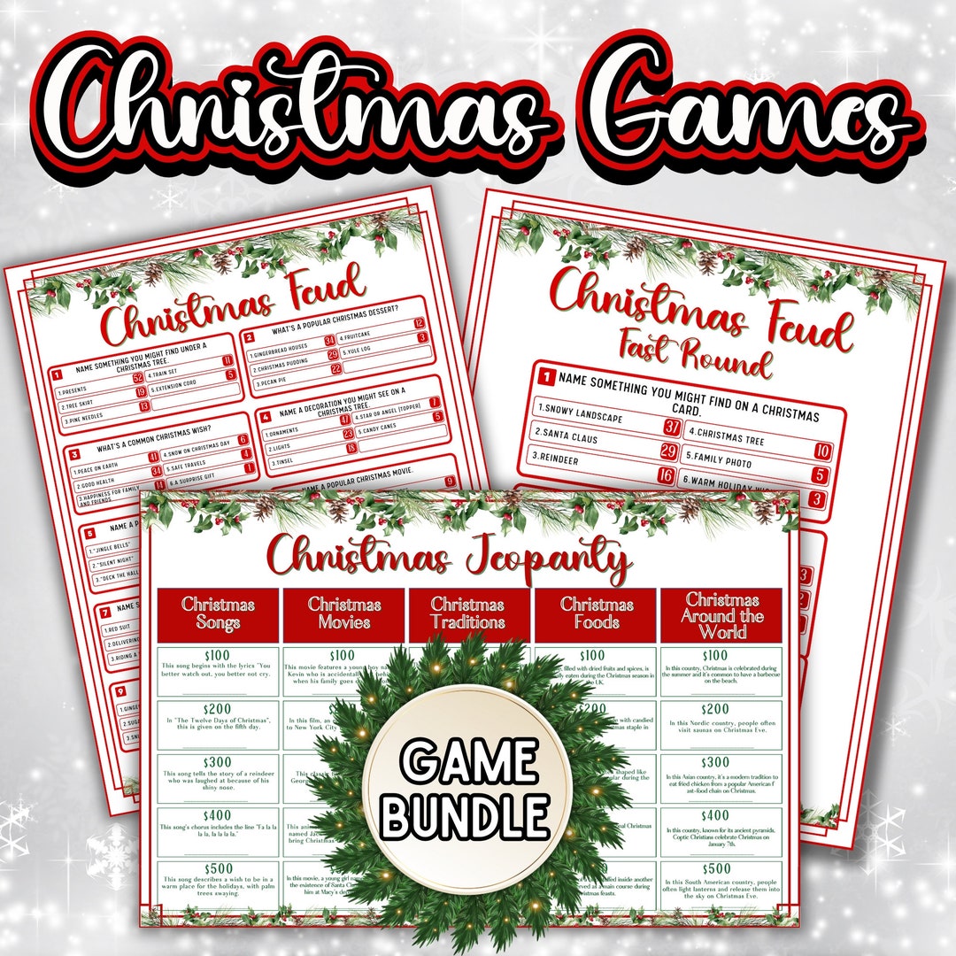 Christmas Feud Game Printable, Jeopady Christmas Family Feud Xmas Games ...