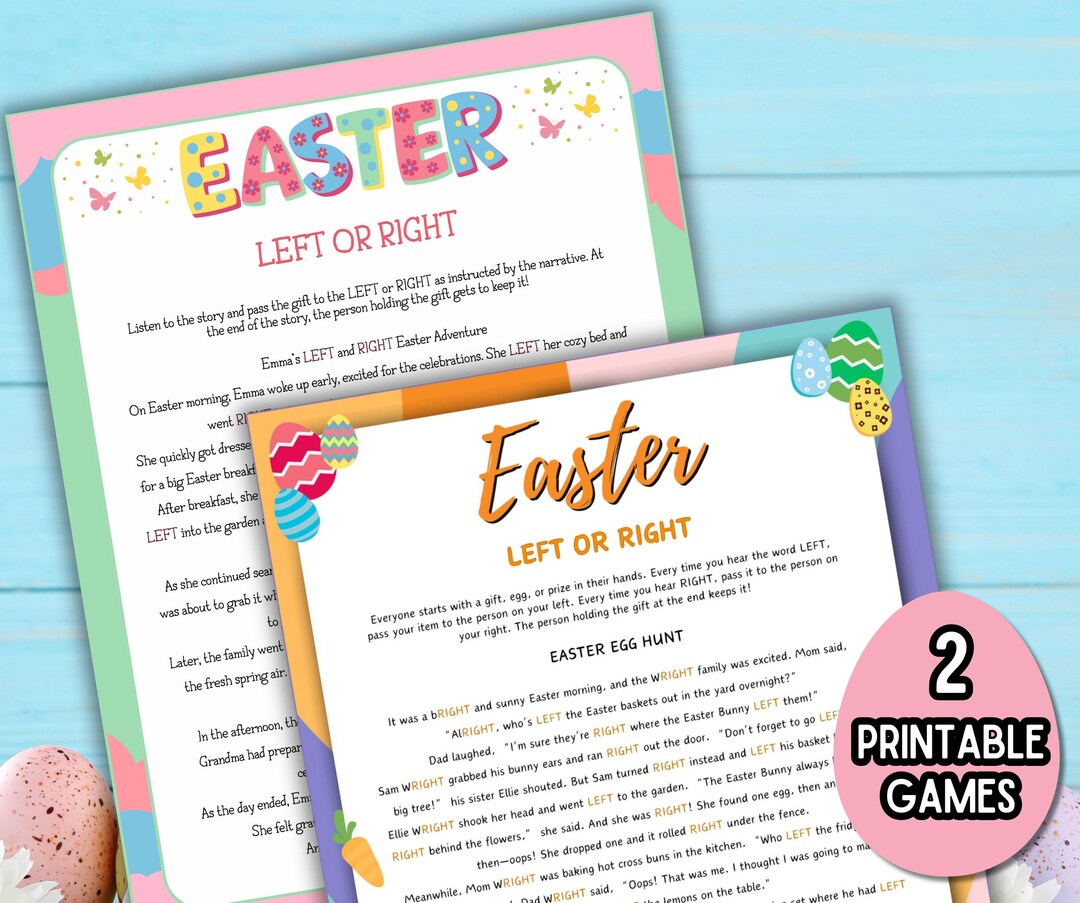 Easter Left Right Game Printable, Gift Swap Game Left Right Poem Easter ...