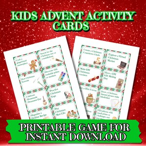 Advent Activity Cards for Kids Printable Christmas Countdown Family ...