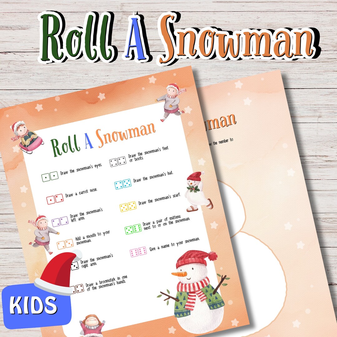 Christmas Game Snowman Roll A Dice, Game Printable Activities Dice Game ...