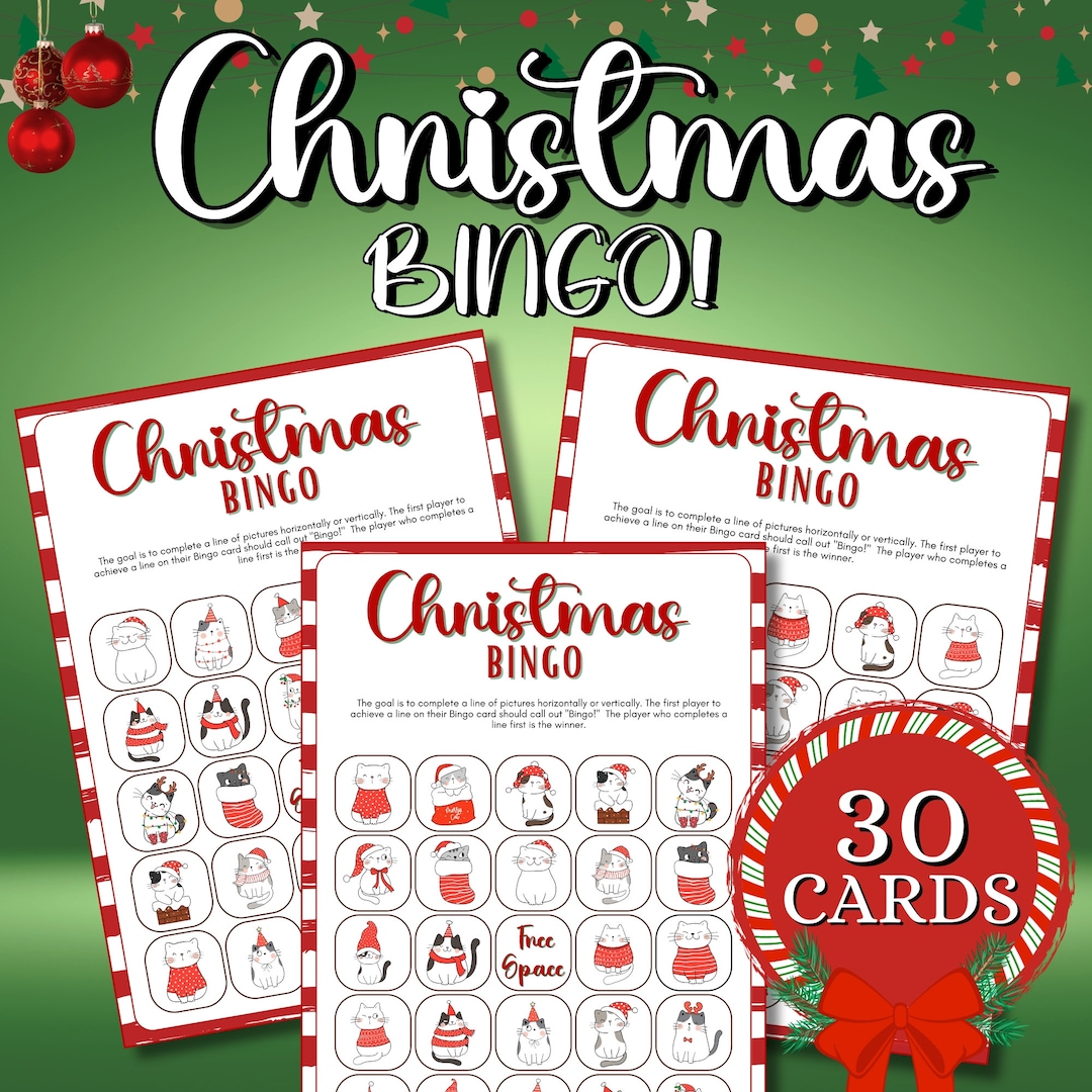 Christmas Bingo Printable Game Christmas Activity Bingo Cards Christmas ...