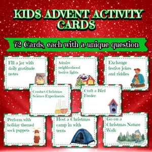 Advent Activity Cards for Kids Printable Christmas Countdown Family ...