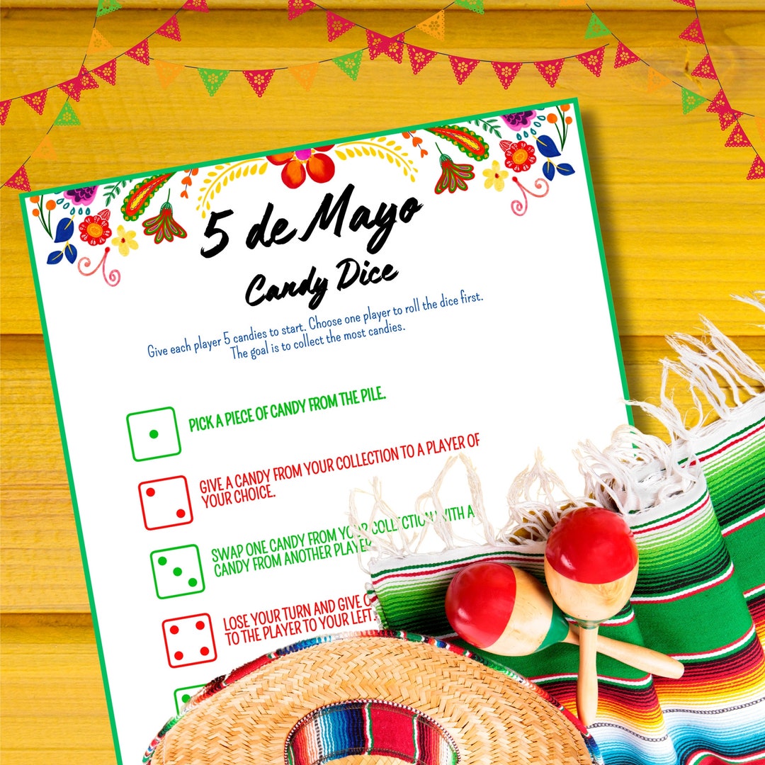 Candy Dice Game Cinco De Mayo Mexican Party Quiz Game Mexican Fiesta ...