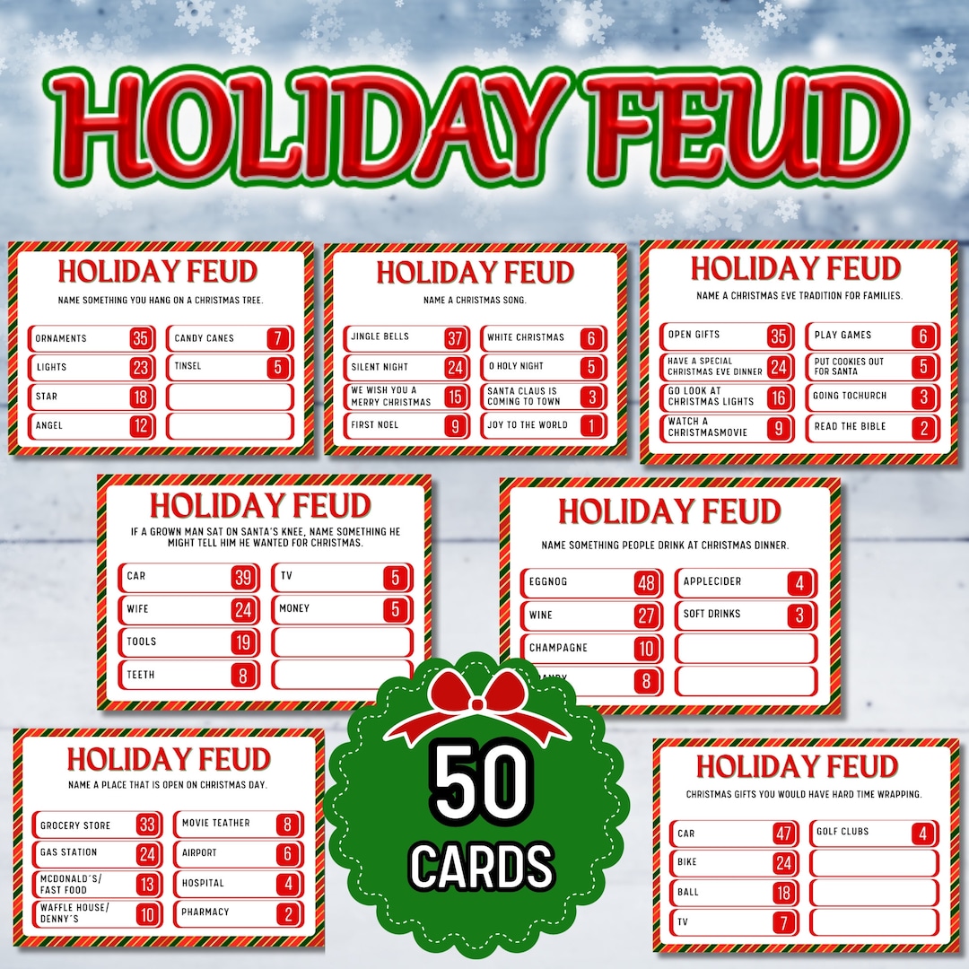 Christmas Holiday Games Family Feud Printable, Family Game Holiday Feud ...