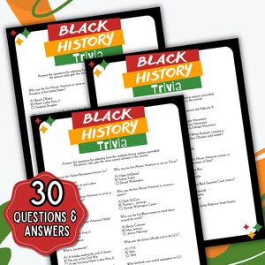 Black History Month Trivia, Printable Juneteenth Games Black History Games Activity for Kids and ...