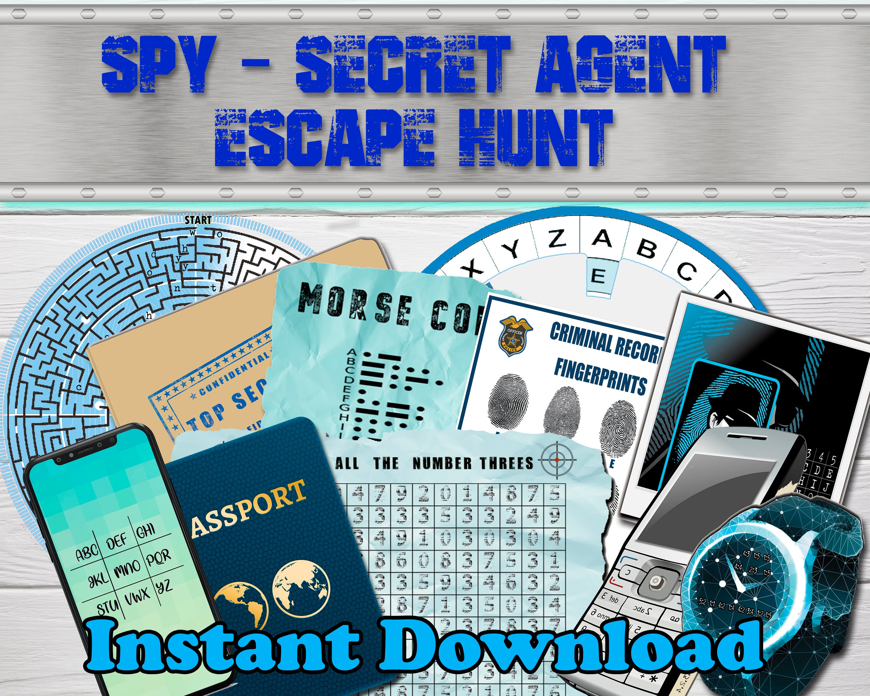 Spy Secret Agent Escape Hunt Kids Game Treasure Room Party | Etsy