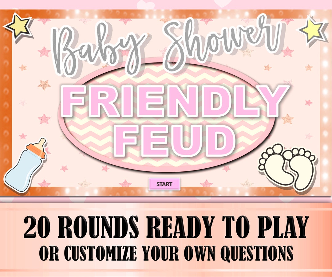 Baby Shower Girl Virtual Friendly Feud Game Customizable Powerpoint ...
