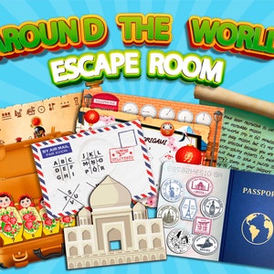 Kids Escape Room Around the World Kit Family Printable Games DIY Game ...