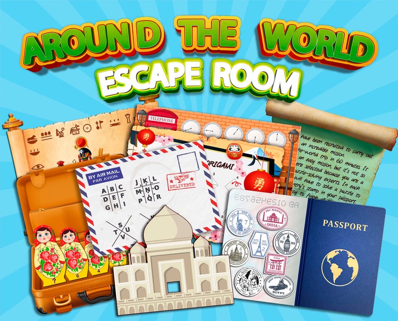 Kids Escape Room Around the World Kit Family Printable Games - Etsy