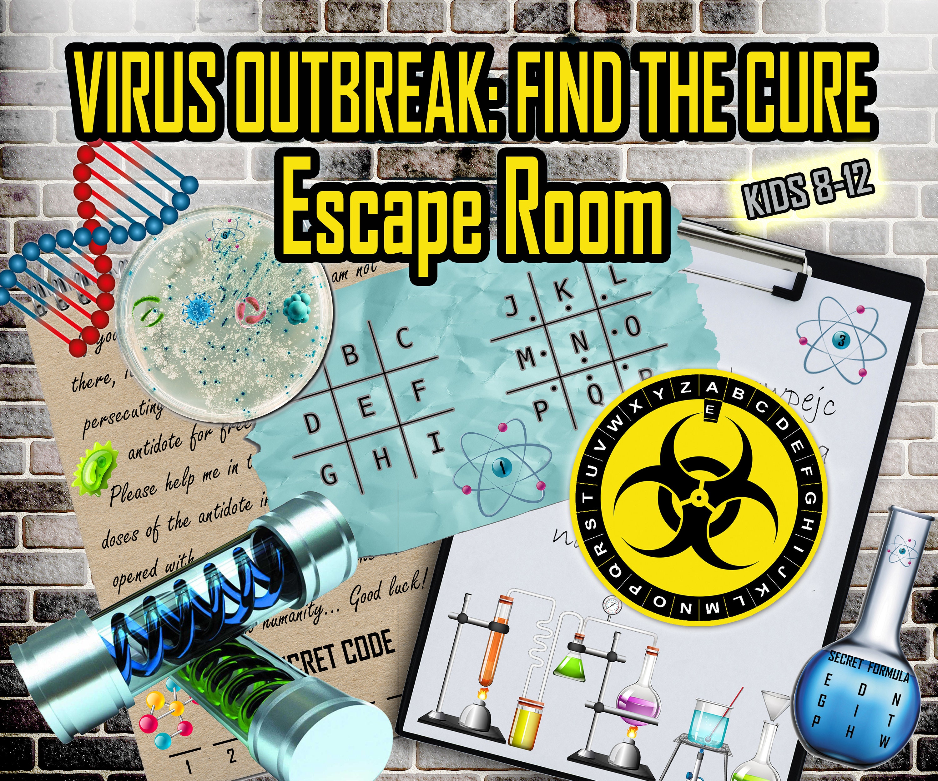 KIDS Escape Room Virus Outbreak Find the Cure Lab Game Party | Etsy