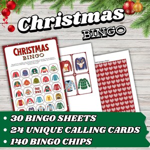 Christmas Bingo Ugly Sweater Game Cards Printable Christmas Activity ...
