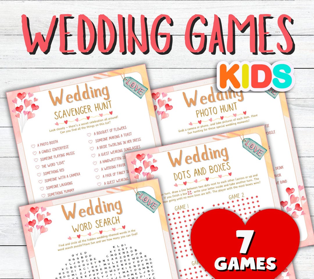 Wedding Games for Kids Printable, Wedding Table Games for Kids Wedding ...