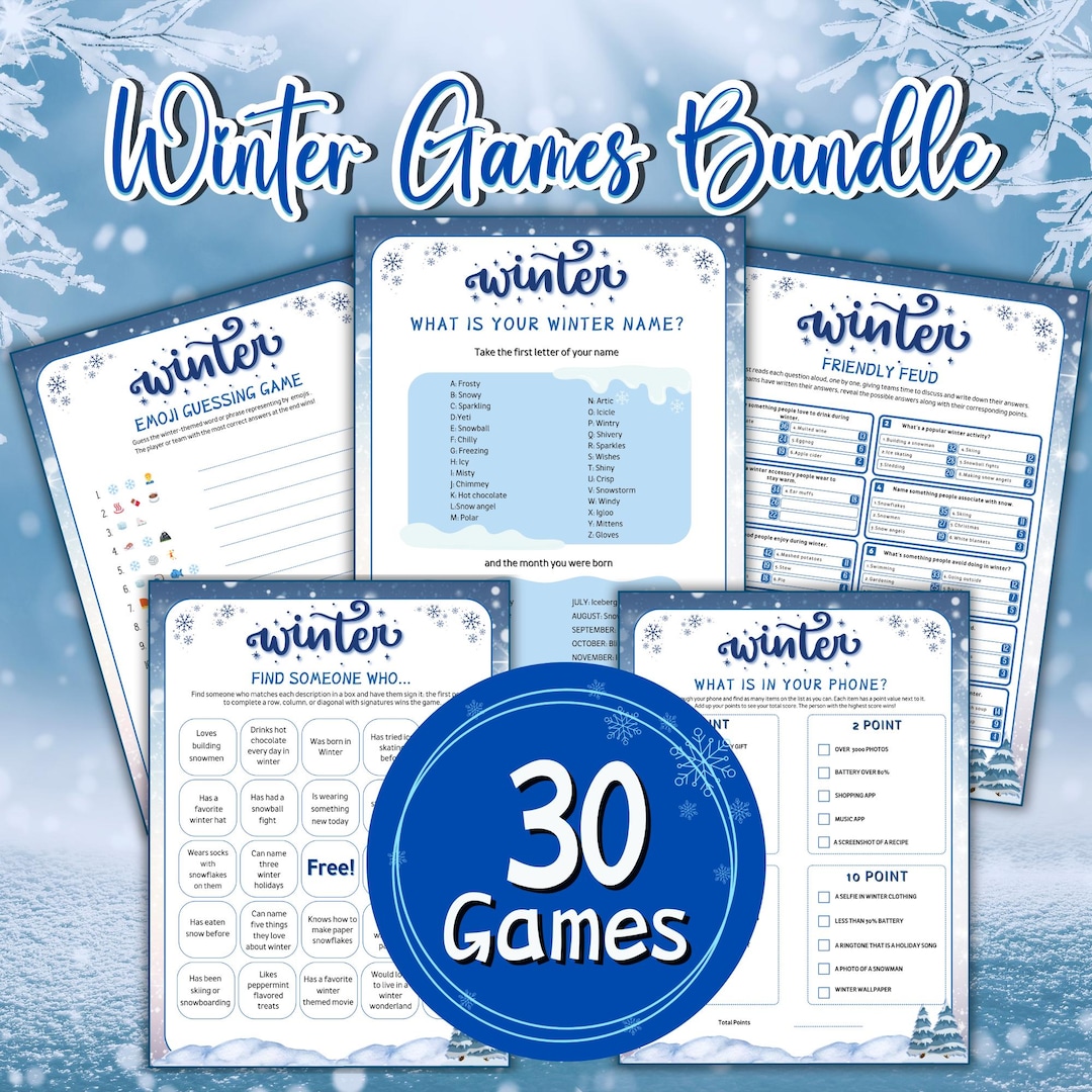 Winter Games Bundle, 30 Fun Printable Games, Holiday Party Activities ...