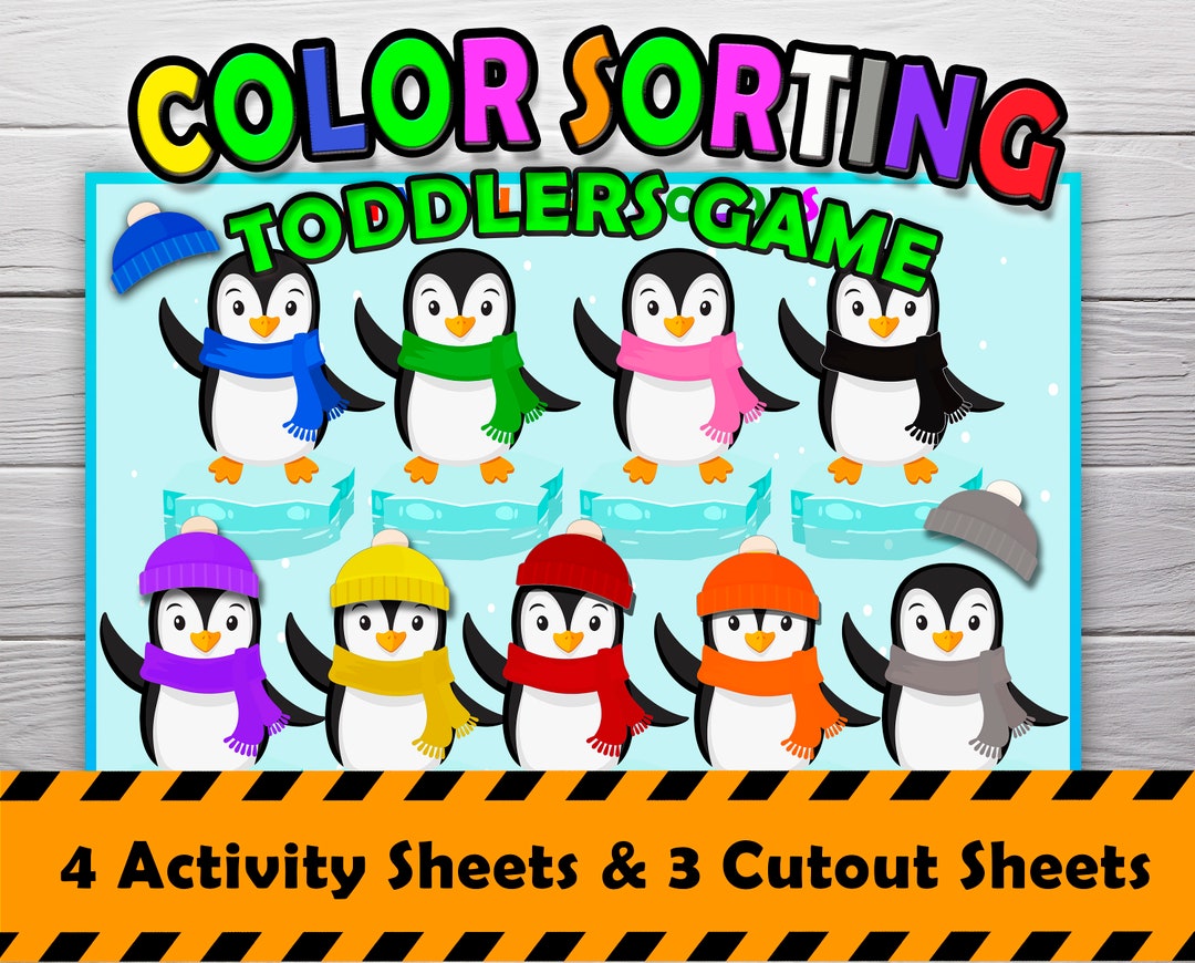 Color Sorting Activity Busy Book Preschool Toddler Penguin DIY Game ...